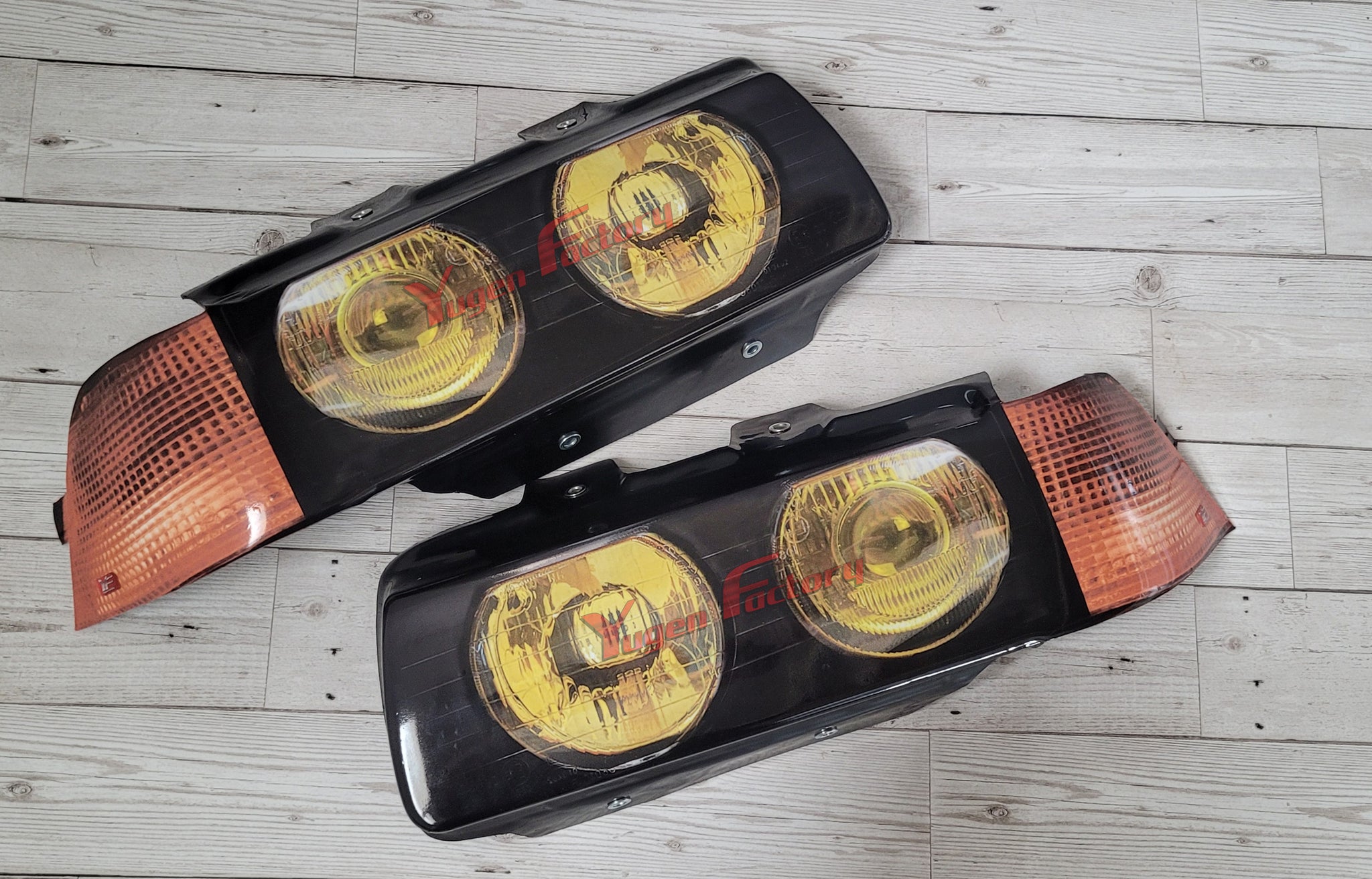 BMW E36 Headlight Blanks with "French Yellow" Amber 3D Stickers Saloon ...